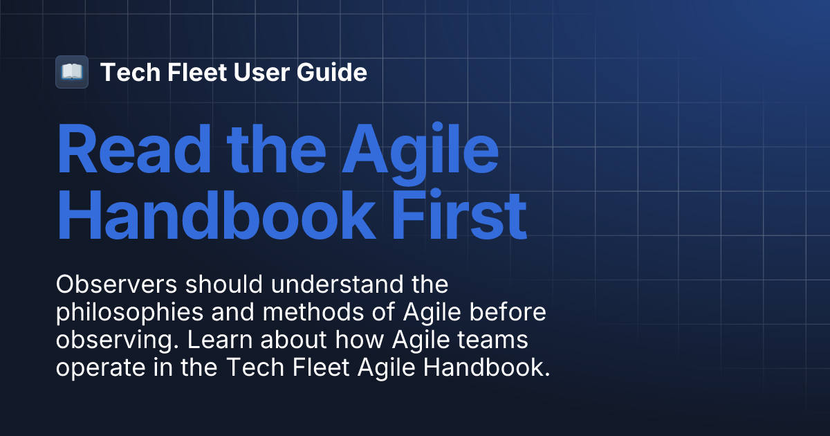 Read the Agile Handbook First | Tech Fleet User Guide