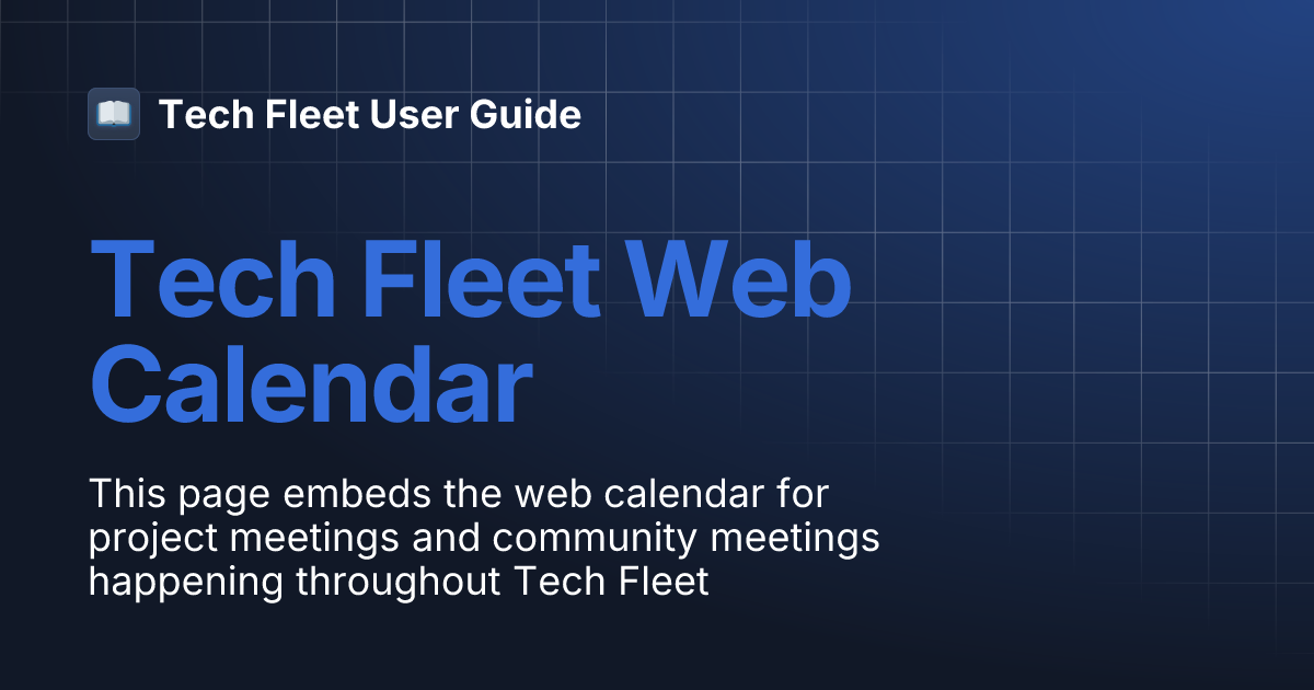 Tech Fleet Web Calendar | Tech Fleet User Guide