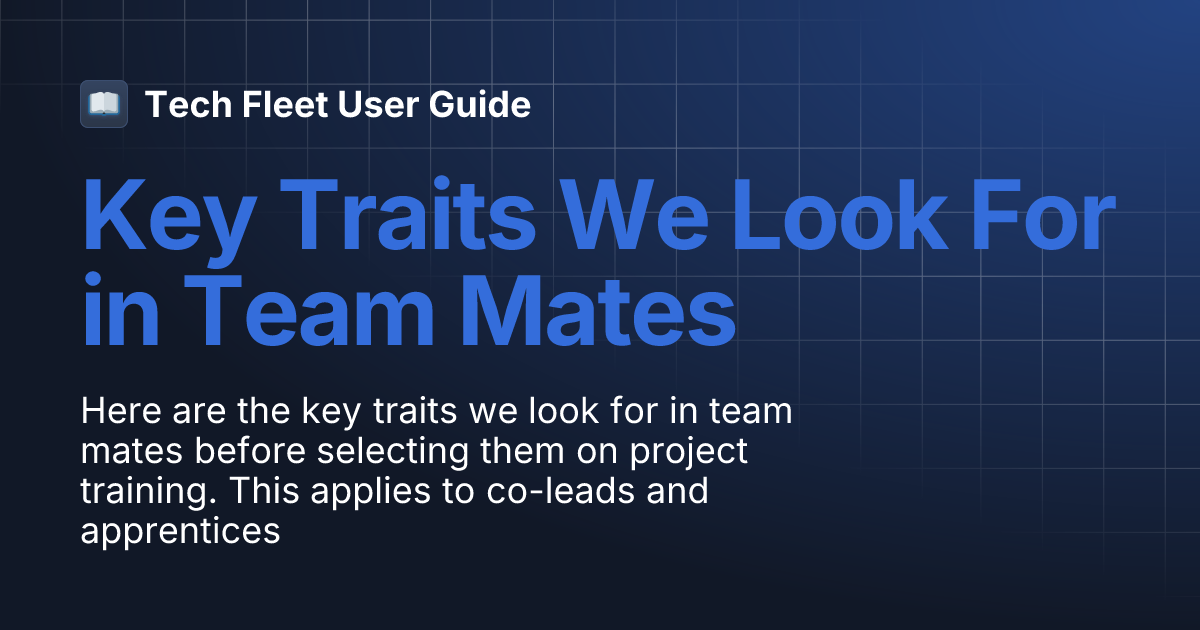 Key Traits We Look For in Team Mates | Tech Fleet User Guide